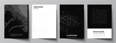 브로셔 전단지 레이아웃 소책자 커버 디자인 책 디자인에 대한 A4 커버 모형 템플릿의 벡터 레이아웃 추상 기술 블랙 컬러 과학 배경 디지털 데이터 미니멀 한 하이테크 0명에