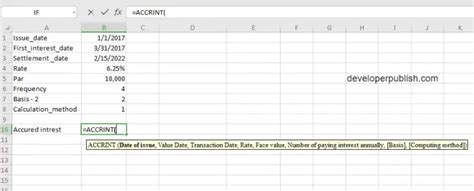 How To Use ACCRINT Function In Excel DeveloperPublish