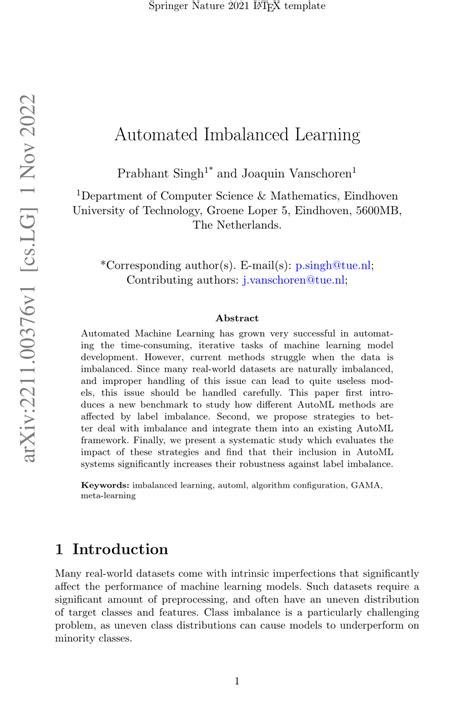 Pdf Automated Imbalanced Learning