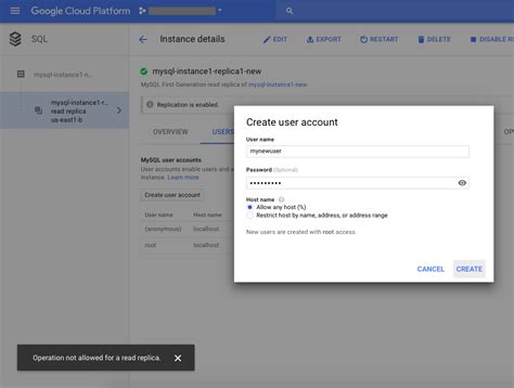 Cannot Connect To Cloud Sql Read Replica That Is Replicating From External Master Stack Overflow