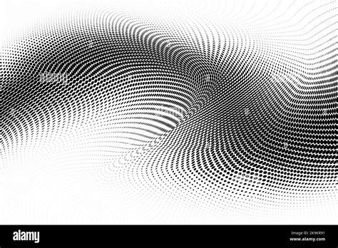 Abstract Monochrome Grunge Wavy Halftone Pattern Soft Dynamic Lines