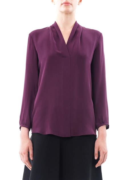 Theory Helona Silk Blouse In Purple Lyst