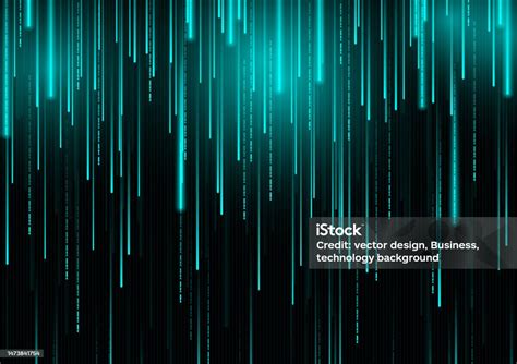 밝은 파란색 광선이 아래로 이동합니다 반짝이는 네온 입자 미래 정보 흐름 데이터 전송 디지털 기술 개념입니다 벡터 일러스트 레이 션 개념에 대한 스톡 벡터 아트 및 기타