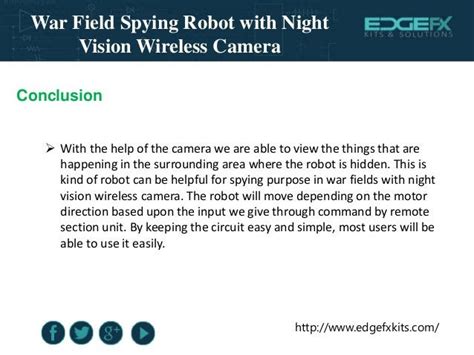 War Field Spying Robot With Night Vision Wireless Camera Pptx