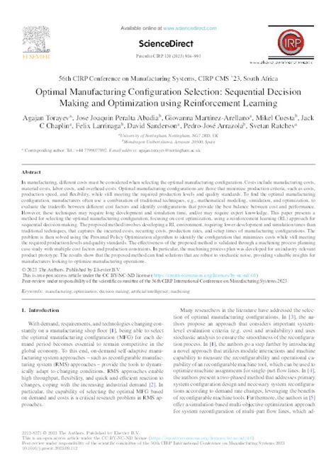 Optimal Manufacturing Configuration Selection Sequential Decision