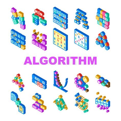 Sorting Algorithm Data Filter Icons Set Vector Stock Illustration