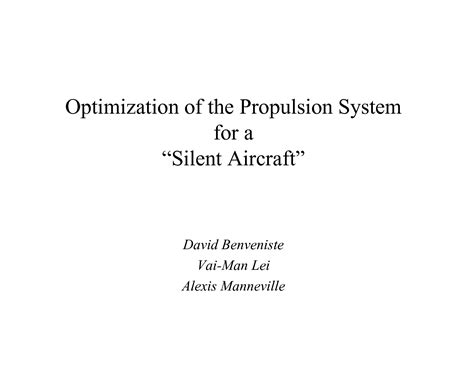 Solution Multidisciplinary System Design Optimization Optimization Of The Propulsion System For