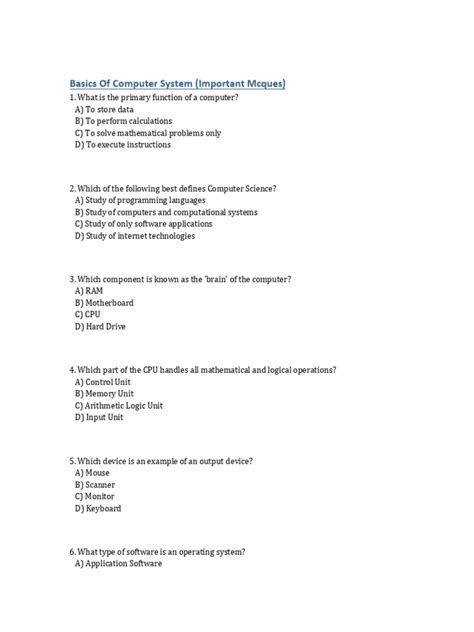 Unit 1 Basics Of Computer System Pdf Software Inputoutput