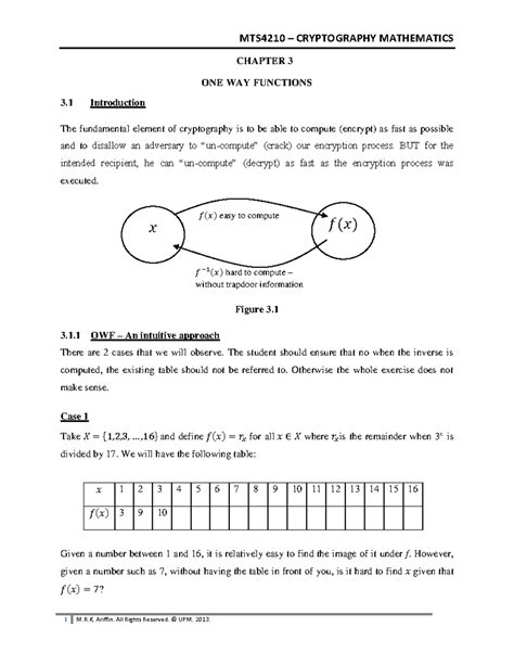Chapter 3 Chapter 3 One Way Functions 3 Introduction The Fundamental