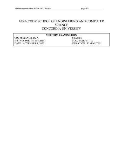 Midterm Exam Booklet GINA CODY Babe OF ENGINEERING AND COMPUTER SCIENCE CONCORDIA