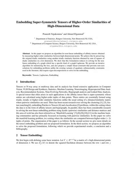 Pdf Embedding Super Symmetric Tensors Of Higher Order Similarities Of