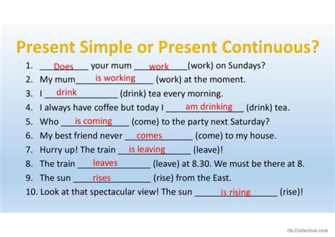 Презентация симпл и презент континиус правила