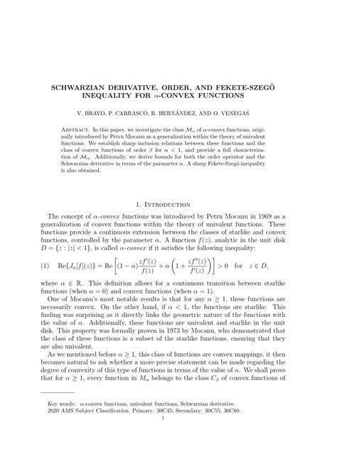 Pdf Schwarzian Derivative Order And Fekete SzegÖ Inequality For α Convex Functions