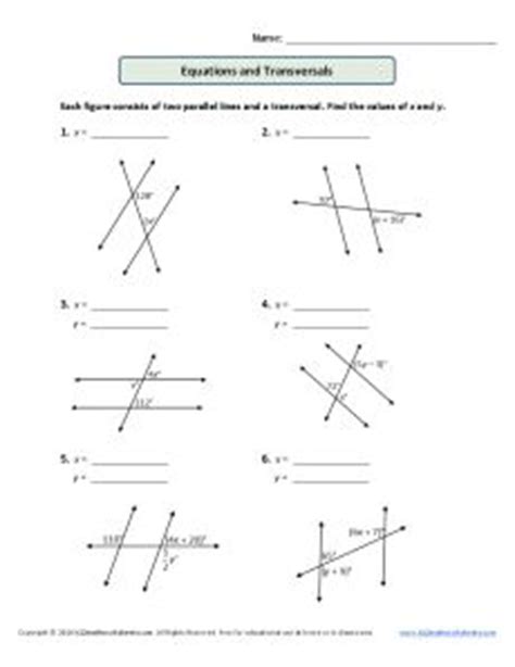 Explore Angles Formed By Parallel Lines And Transversals Worksheets And Practice
