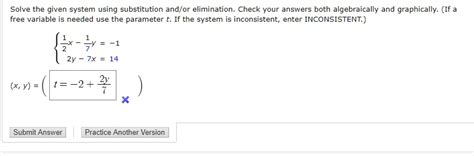 Solved Solve The Given System Using Substitution Andor Elimination