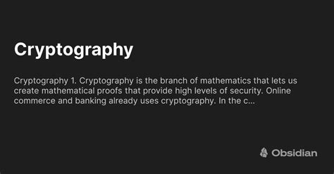 Cryptography Obsidian Publish