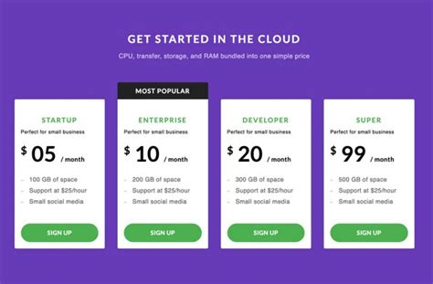 Clean And Flat Html5 And Css3 Pricing Table Template Free Download