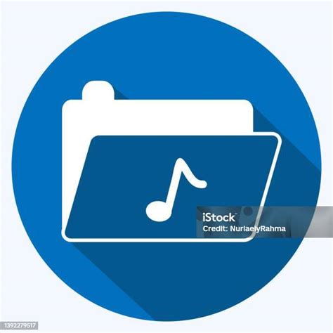 아이콘 음악 폴더 음악 기호에 적합합니다 긴 그림자 스타일 편집 가능한 간단한 디자인 디자인 템플릿 벡터 간단한 기호 그림 Dj