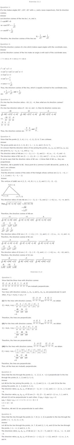 Ncert Solutions For Class 12th Maths Chapter 11 Three Dimensional Geometry