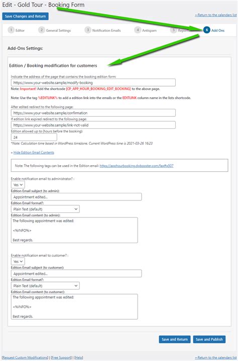 Edition Booking Modification For Customers Appointment Hour Booking