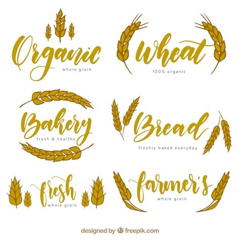 손으로 그린 밀 로고 컬렉션 무료 벡터