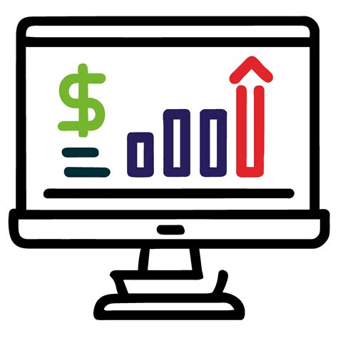 Computer With Graph Icon Stock Market Related Illustration 28273031 PNG