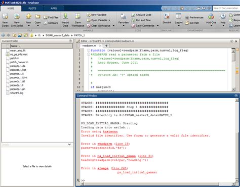 psi error on first step on matlab stamps step forum