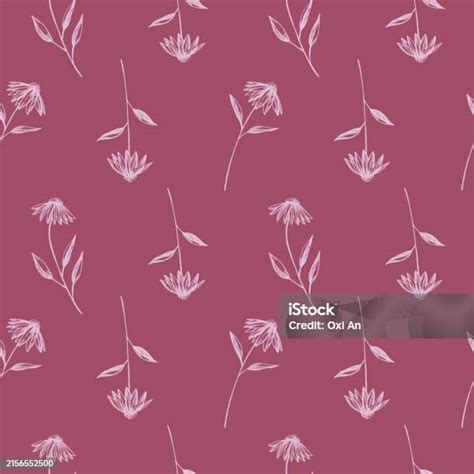 에키네시아 꽃 손으로 그린 완벽 한 패턴입니다 새겨진 꽃 나뭇잎으로 배경을 반복합니다 벡터 일러스트 레이 션입니다 차 유기 화장품 의약 인쇄 섬유를 위한 초본 식물 디자인