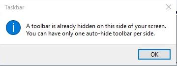 Windows Issue Toolbar Is Already Hidden On This Side Taskbar Autohide Deactivated Thierry
