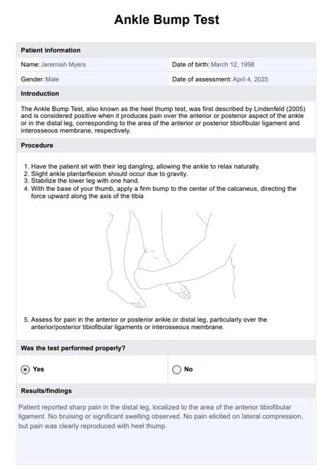Ankle Bump Test And Example Free Pdf Download