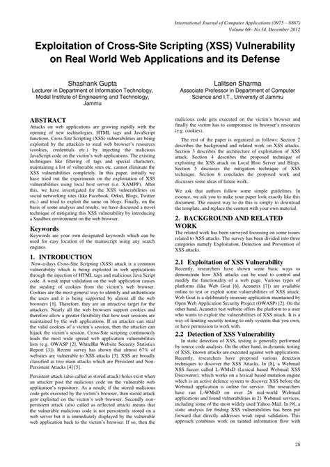 Pdf Exploitation Of Cross Site Scripting Xss Vulnerability On Real