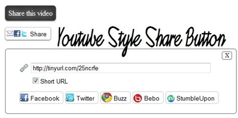 Youtube Style Share Button With Url Shortening Using Curl Jquery And Php 99points