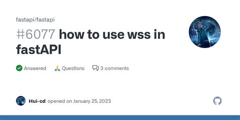 How To Use Wss In Fastapi · Fastapi Fastapi · Discussion 6077 · Github