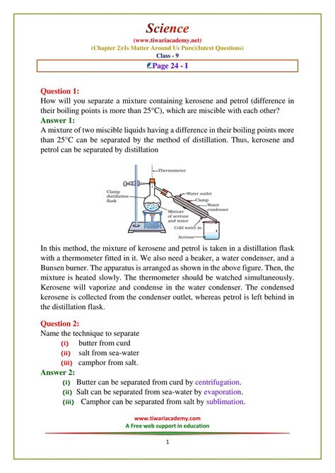 Ncert Solutions For Class 9 Science Chapter 2 Is Matter Around Us Pure