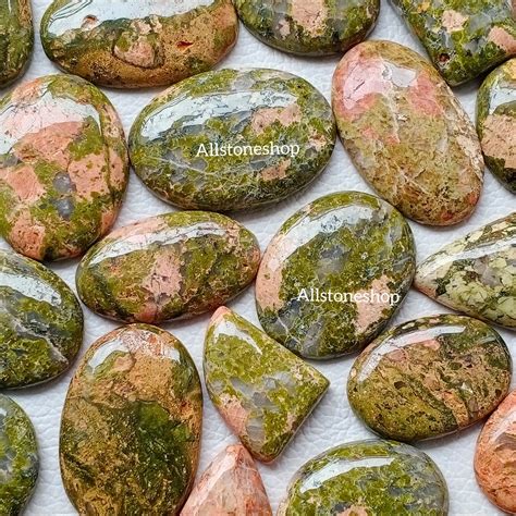 Natural Unakite Gemstone Cabochons Healing Crystal Loose Stone Lot Etsy
