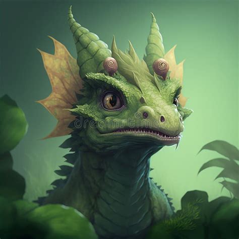 Kawaii Basilisk Ai Generated Stock Illustration Illustration Of Plant Sitting 271565639