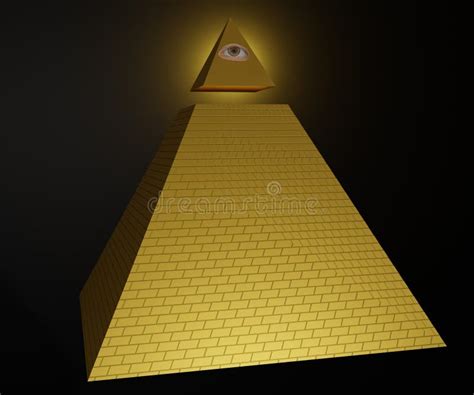 All Seeing Eye Illuminati Symbol In Triangle With Light Ray Gold Pyramid Eye Stock