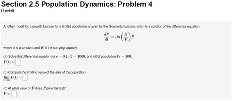 Solved Section 25 Population Dynamics Problem 4 1 Point