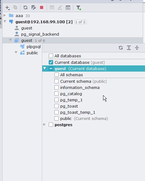 Postgresql How To Hide System Schemas Ides Support Intellij Platform Jetbrains