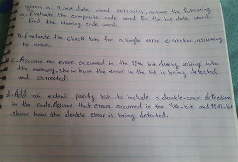 Solved Given The 11 Bit Data Word 00l00lololo Generate