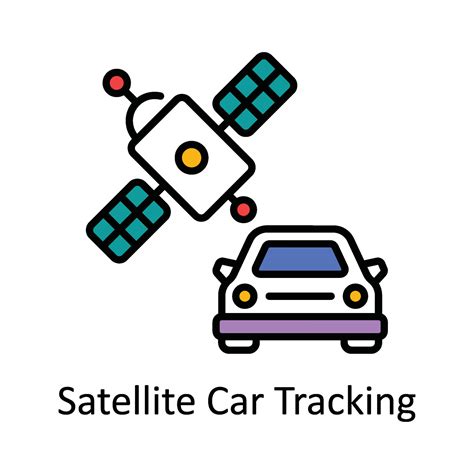 Satellite Car Tracking Vector Fill Outline Icon Design Illustration