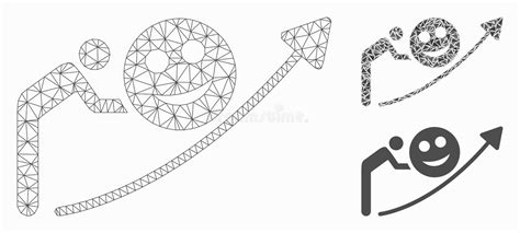 Person Smile Growing Trend Vector Mesh Wire Frame Model And Triangle