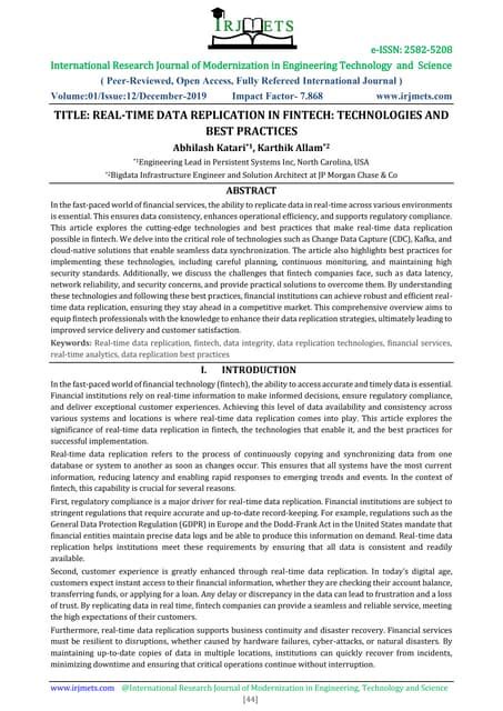 Real Time Data Replication In Fintech Technologies And Best Practices Pdf