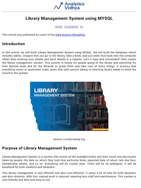 Library Management System Using Mysql Pdf Libraries Databases