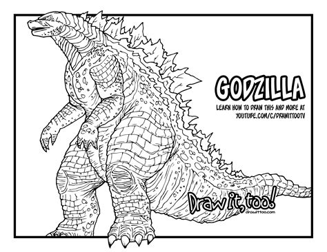 Godzilla 2014 Coloring Pages Sketch Coloring Page