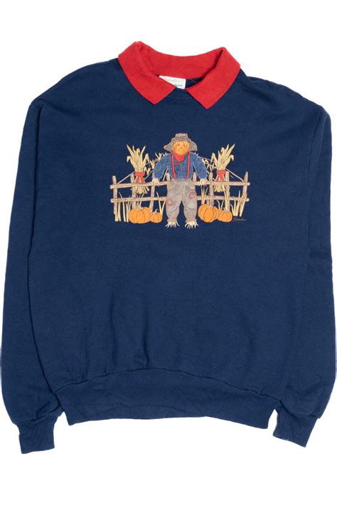 Vintage Scarecrow Brindar Design Halloween Sweater Etsy