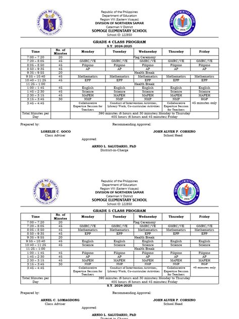 Class Program Grade 4 6 2024 2025 Download Free Pdf Philippines