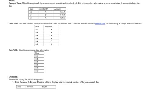 Solved Payment Table This Table Contains All The Payment Chegg Com