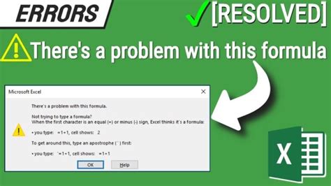 How To Resolve Theres A Problem With This Formula Excel Error Exceltutorial