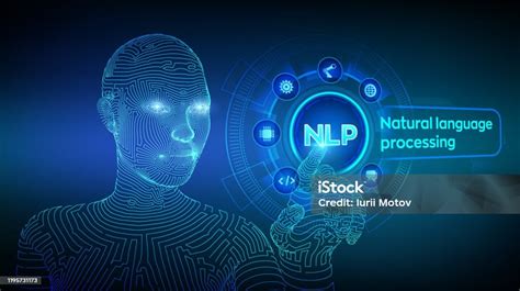Nlp 가상 화면에서 자연어 처리 인지 컴퓨팅 기술 개념 자연어 Scince 개념 디지털 인터페이스를 만지는 와이어 프레임